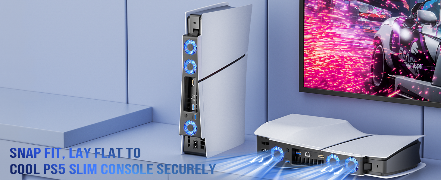 PS5 Slim Cooling Fan,Quiet Cooling System for PS5 Slim Digital/Discs ...