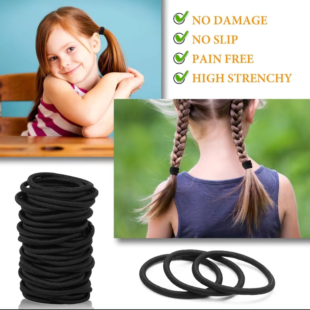 100/120PCS Black Hair Ties - Thick Seamless Elastic Bands for Women and ...