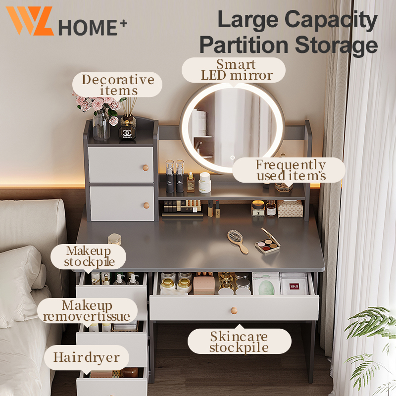 Dressing Table with Mirror Meja Solek Drawer Storage Desk Makeup Table ...