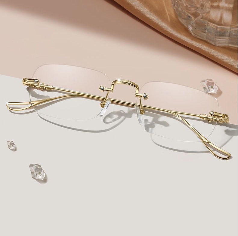 Photochromic Rimless Glasses - Anti Blue Light & UV400 for Men & Women ...
