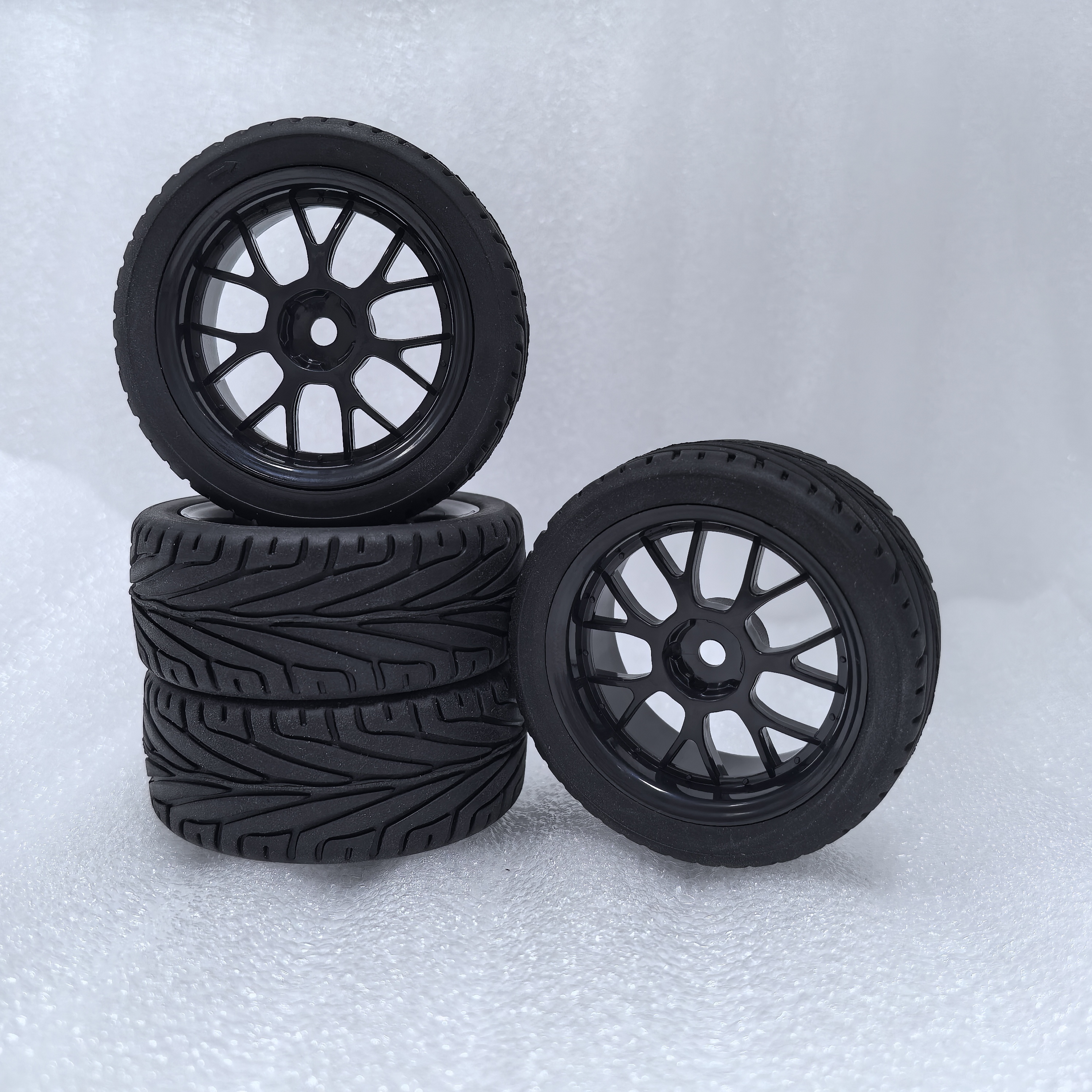 NEEBRC 1/10 4PCS Rubber Tire RC Racing Car Tires On Road Wheel Rim Fit ...