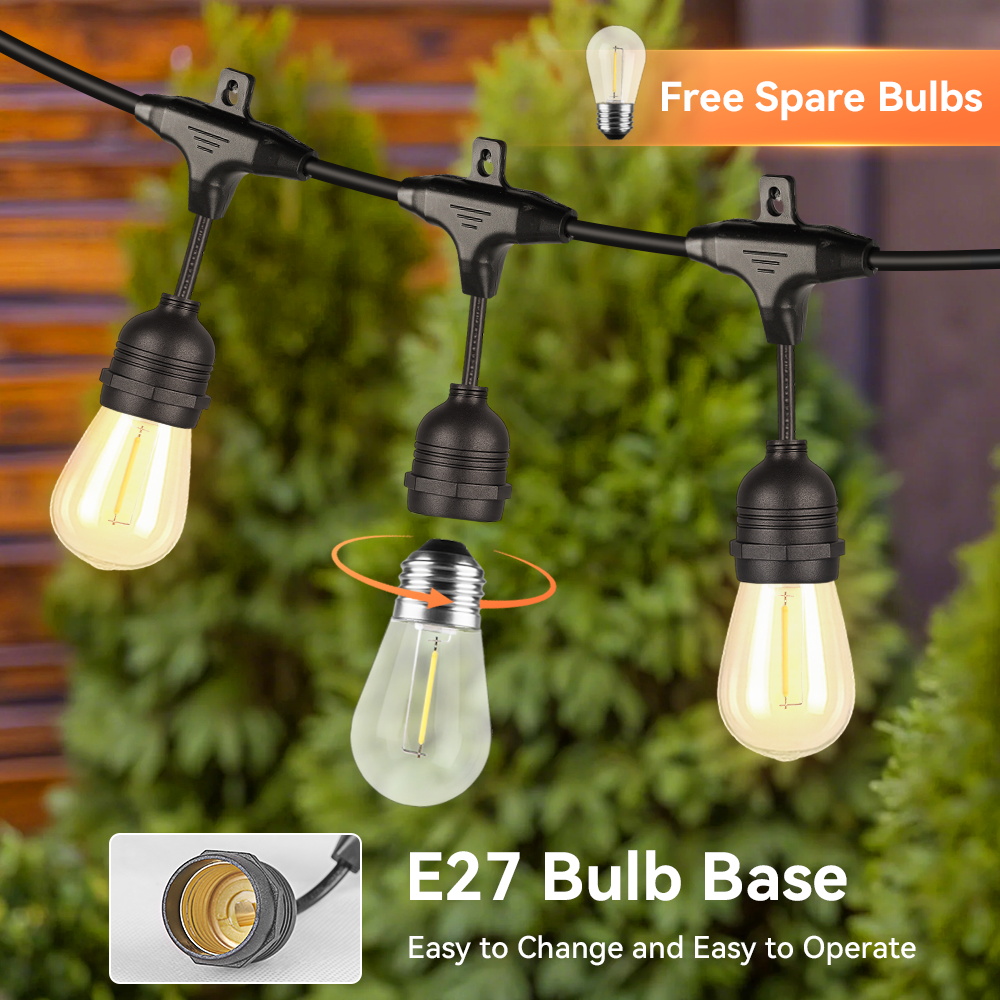 LED String Lights Outdoor Waterproof Christmas Lights with Light Bulb ...