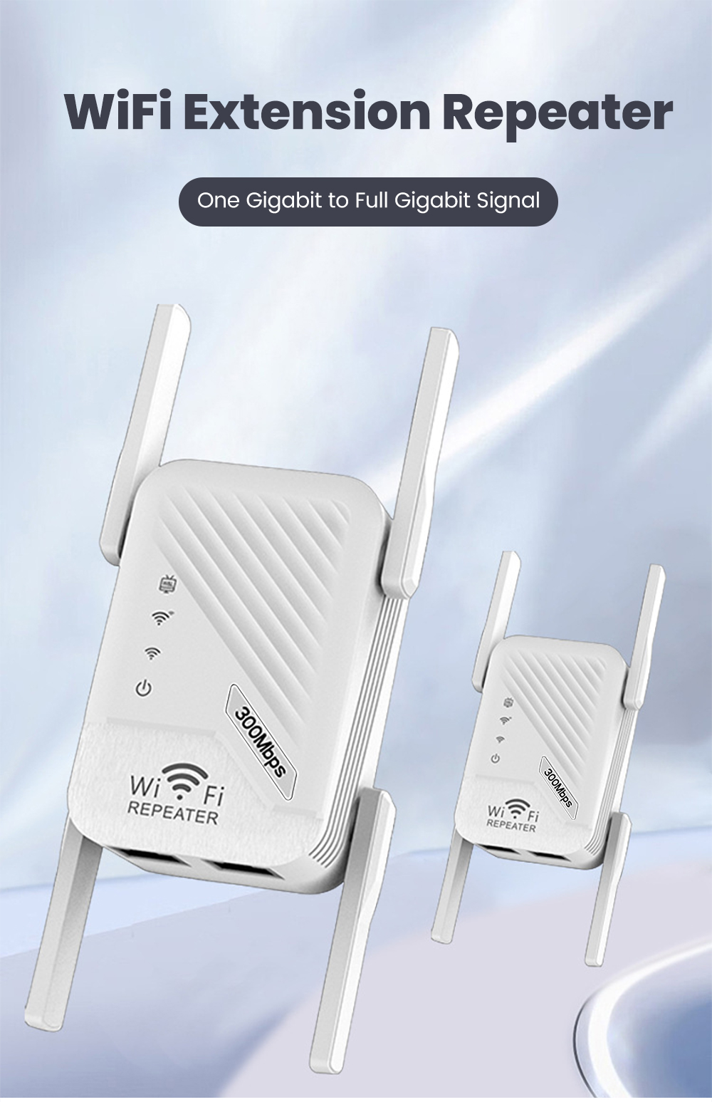 300Mbps WiFi Repeater Wireless WIFI Signal Extender Dual Band 5G 2.4G ...