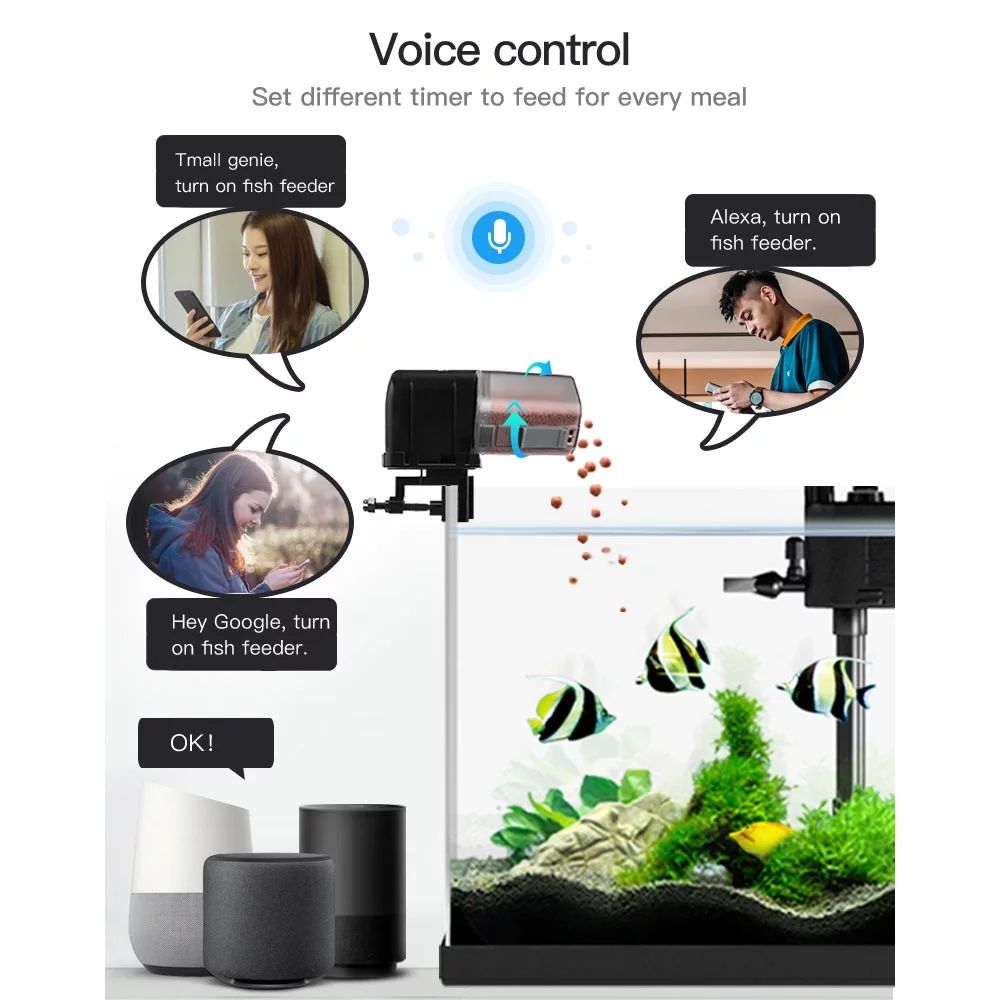 WiFi Intelligent Automatic Aquarium Fish Bowl Food Feeder USB Powered ...