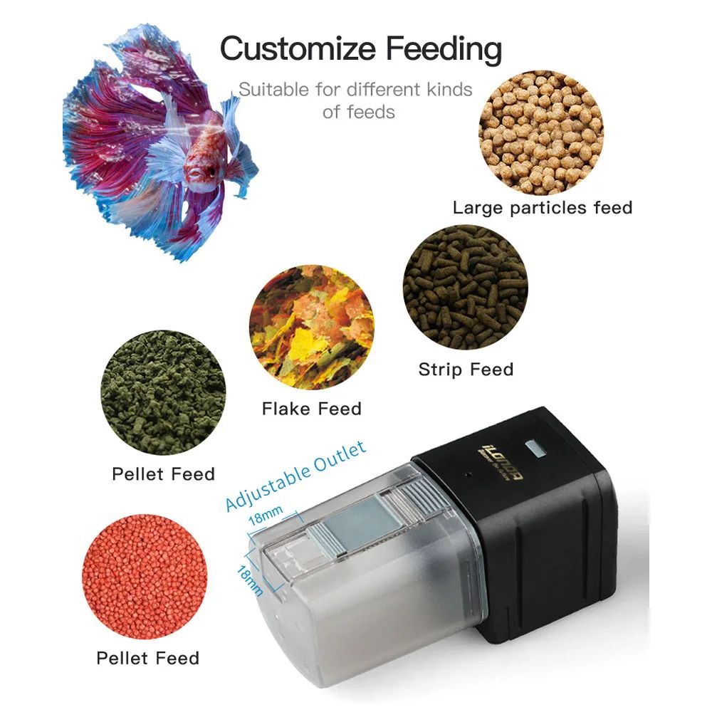 WiFi Intelligent Automatic Aquarium Fish Bowl Food Feeder USB Powered ...