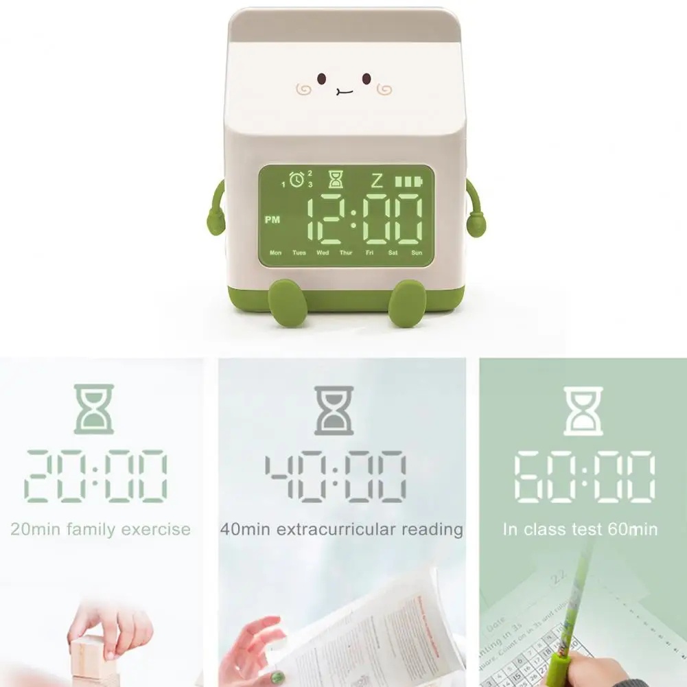 Creative Milk Box Alarm Clock Kids Cute Digital Clock Multi Function ...