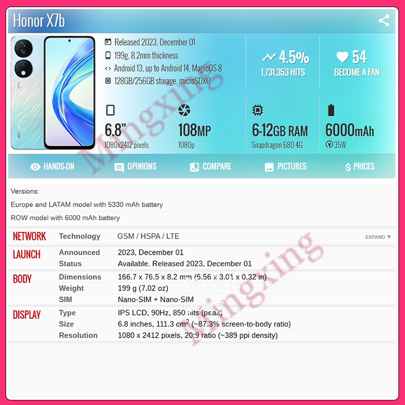 Original For Honor X7 X7A X7B X7C X7D LCD Display Touch Screen ...