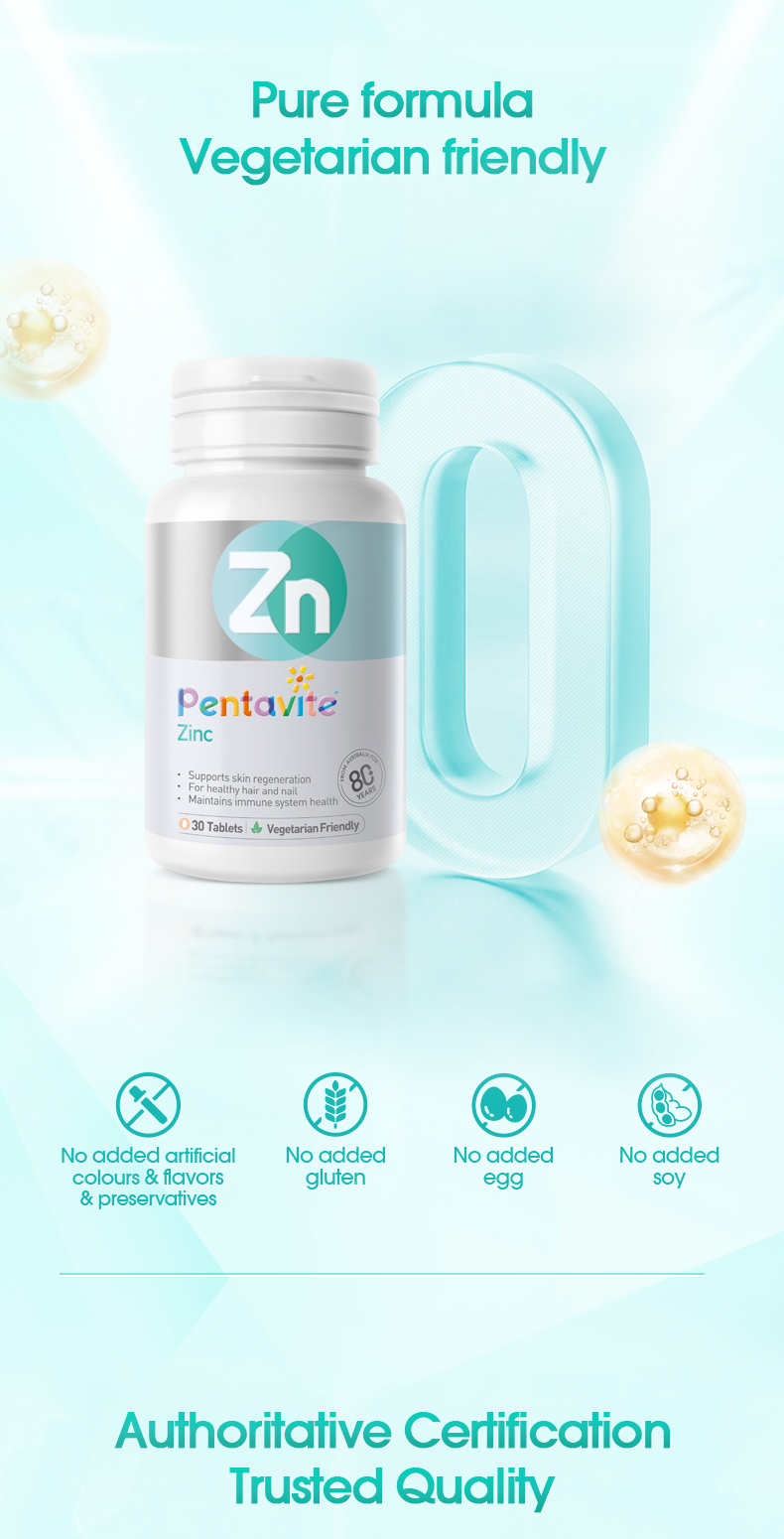 Pentavite Zinc 30 Tablets with Vitamin B, C & Glutathione – Supports ...