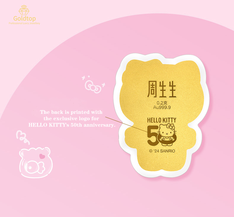 Iridescent Au 999.9 Pure Gold Hello Kitty Gold Bar (0.2g)-50th ...
