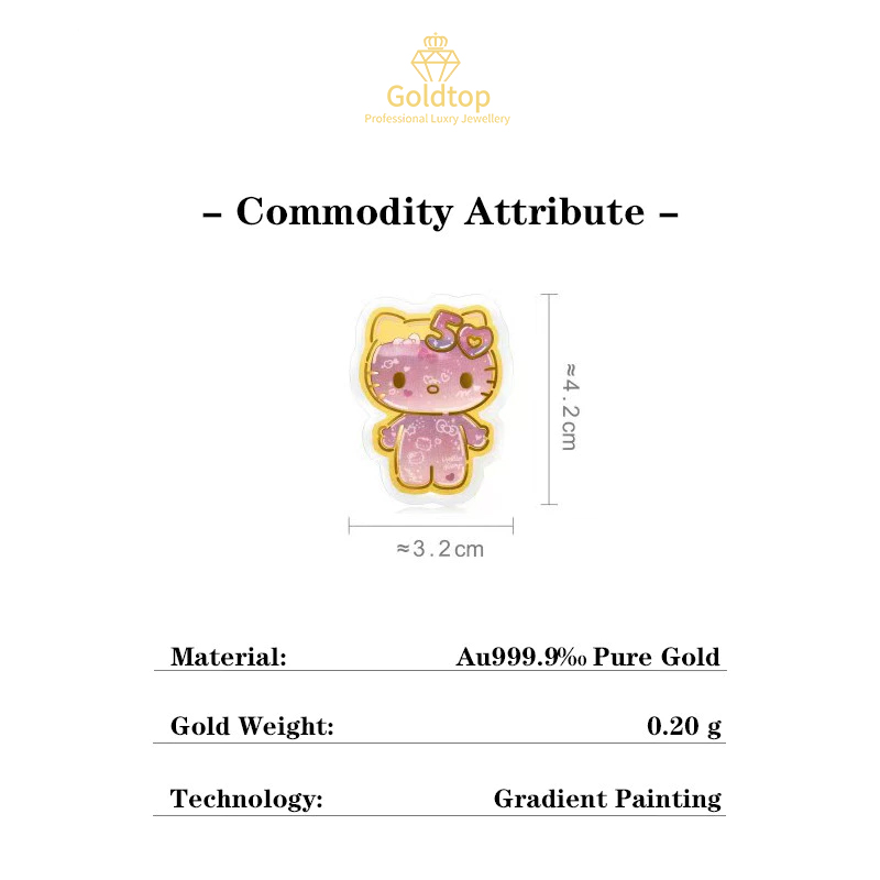 Iridescent Au 999.9 Pure Gold Hello Kitty Gold Bar (0.2g)-50th ...