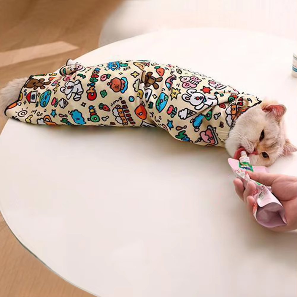 Cat Grooming Wrap Self-Adherent Cat Restraint Wrap Anti-Escape Cat ...