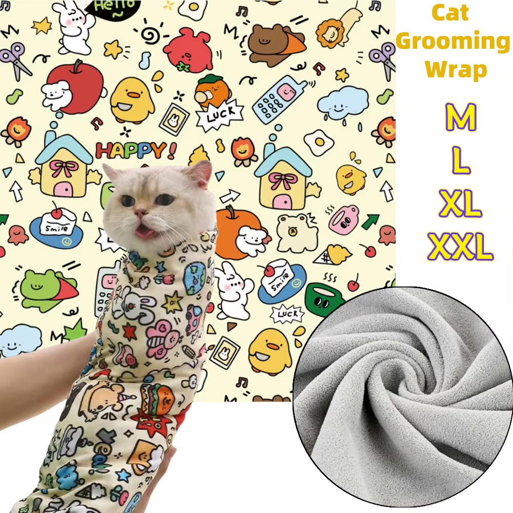 Cat Grooming Wrap Self-Adherent Cat Restraint Wrap Anti-Escape Cat ...