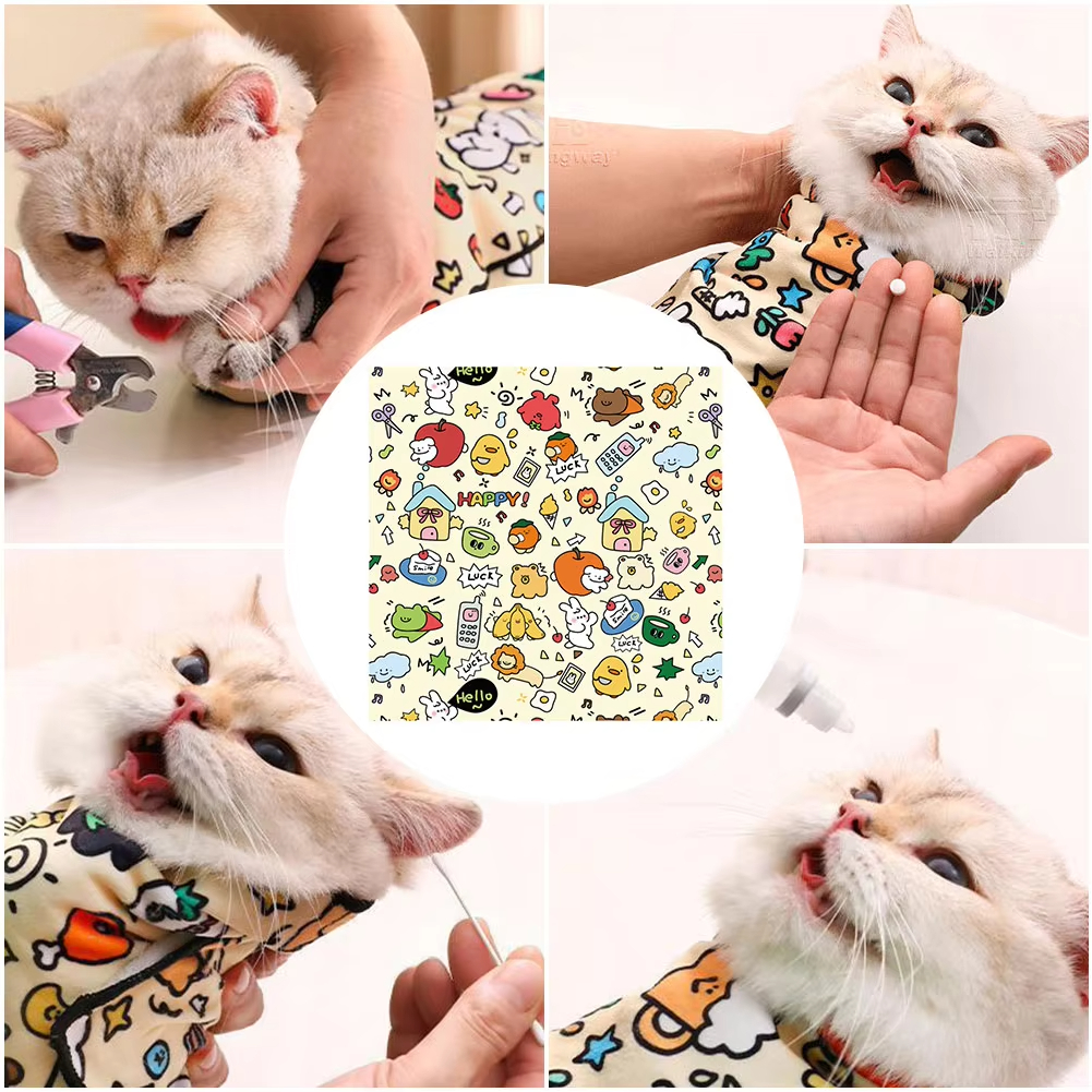 Cat Grooming Wrap Self-Adherent Cat Restraint Wrap Anti-Escape Cat ...