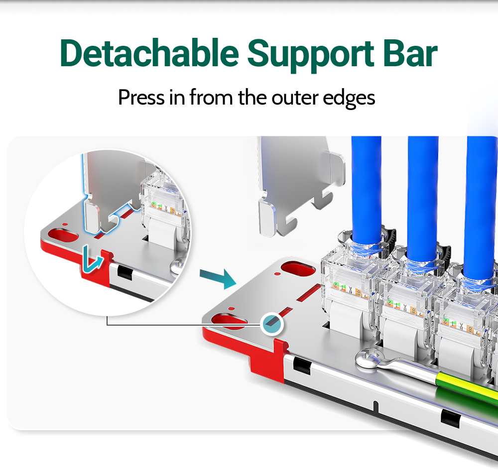 AMPCOM 1U 24-Port Keystone Patch Panel, UTP/STP Rack Mount w/ Rear ...