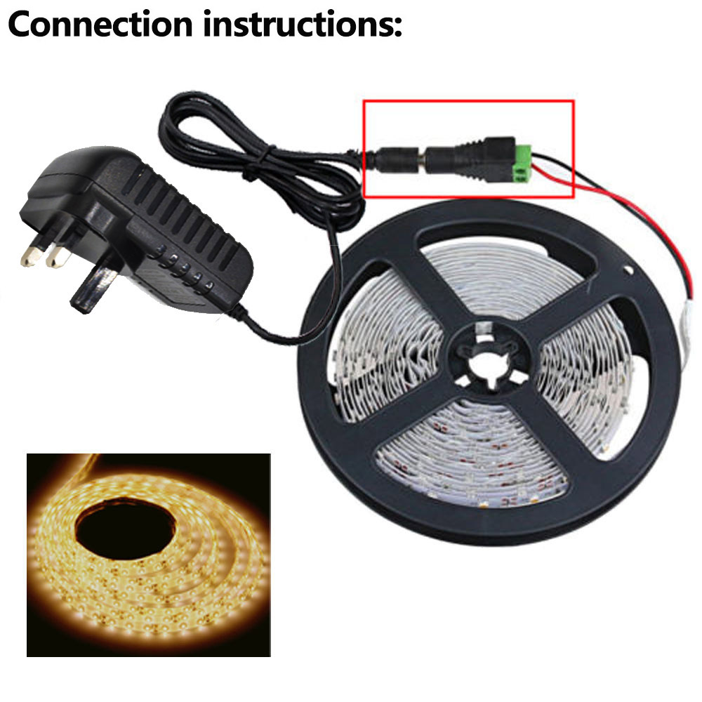 LED Strip Light 5050 Cool White DC12V 300LEDs Waterproof IP65 Warm ...