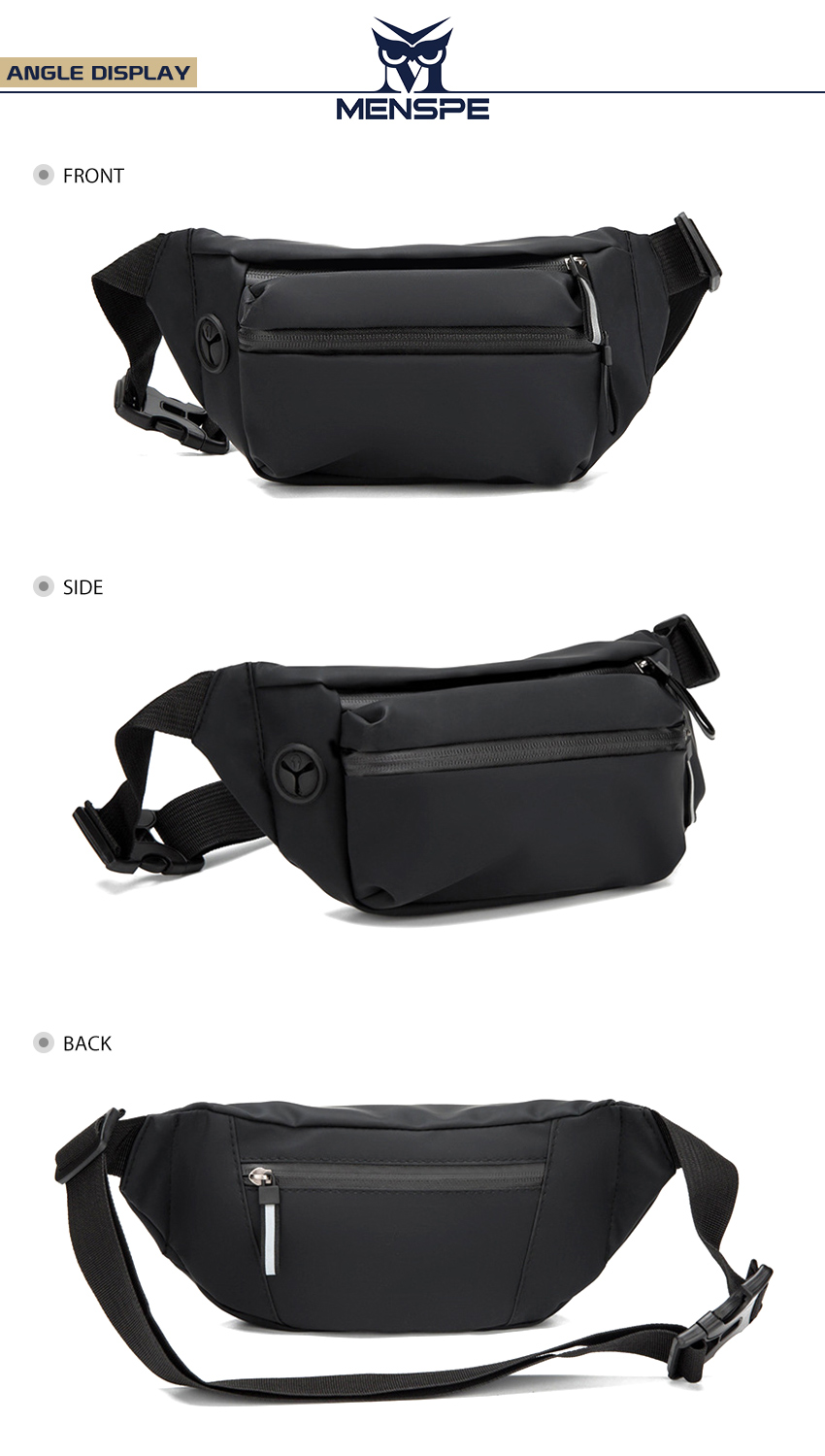 MENSPE Men's Waist Bag Large Capacity Chest Bag Wear-resistant Cross ...