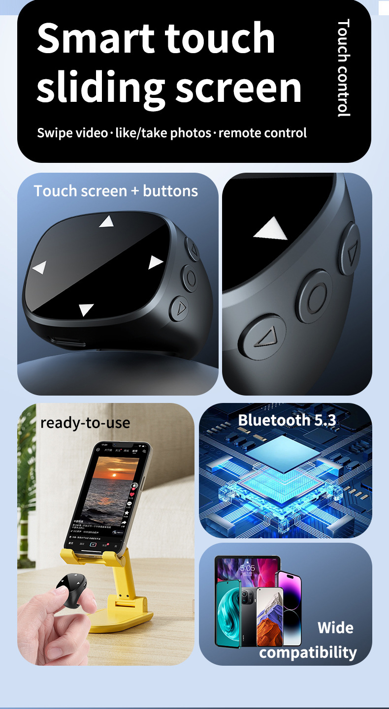 JX-13 Smart Fingertip Ring Remote Control Wireless Bluetooth Mobile ...