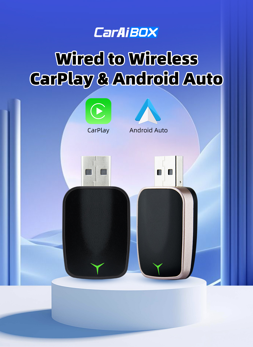 2 in1 Wireless CarPlay Box Wireless Android Auto Box For Car Radio with ...