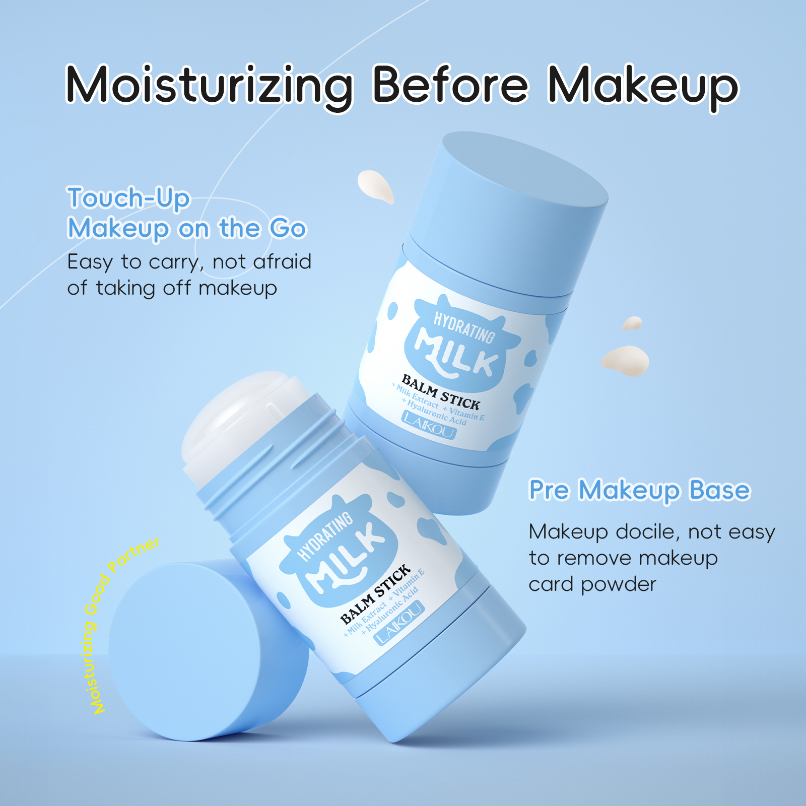 LAIKOU Milk Hydrating Balm Stick Instant Hydration Soft & Smooth Skin ...