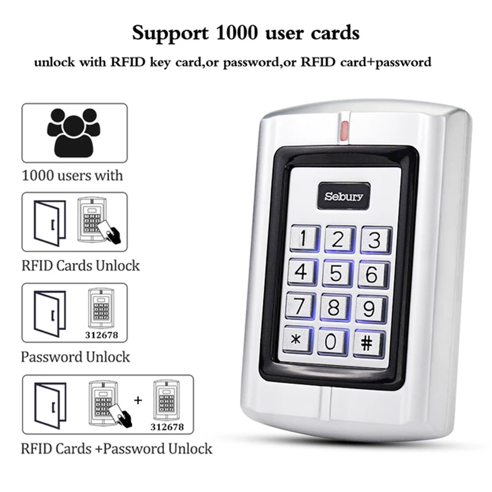Sebury Metal Access Control Keypad 125KHz Standalone RFID Board Access ...