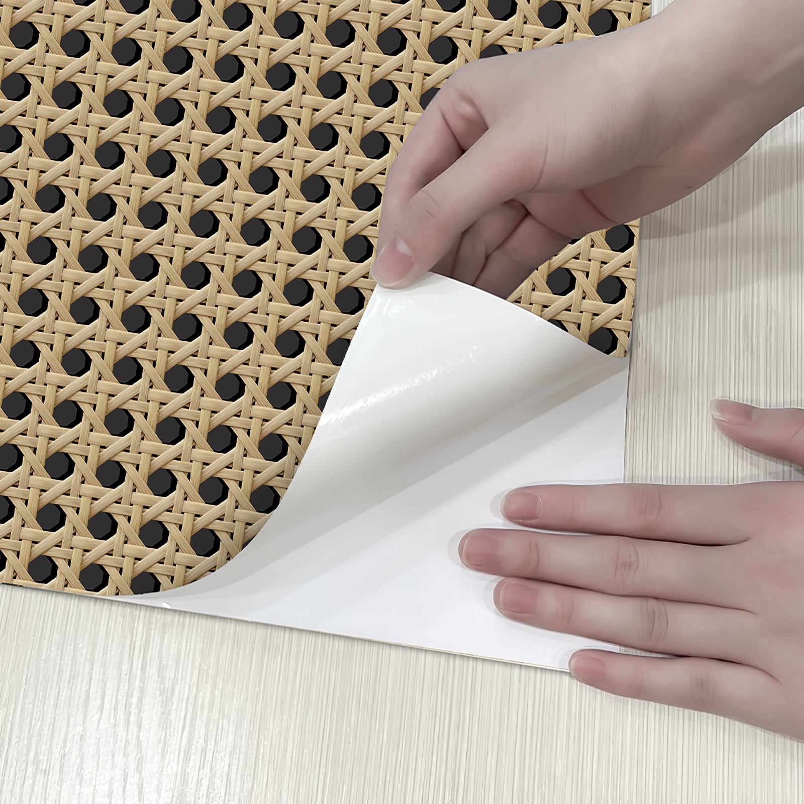 1/2/3/5M PVC Rattan Wallpaper DIY Waterproof Furniture Wardrobe Cabinet ...