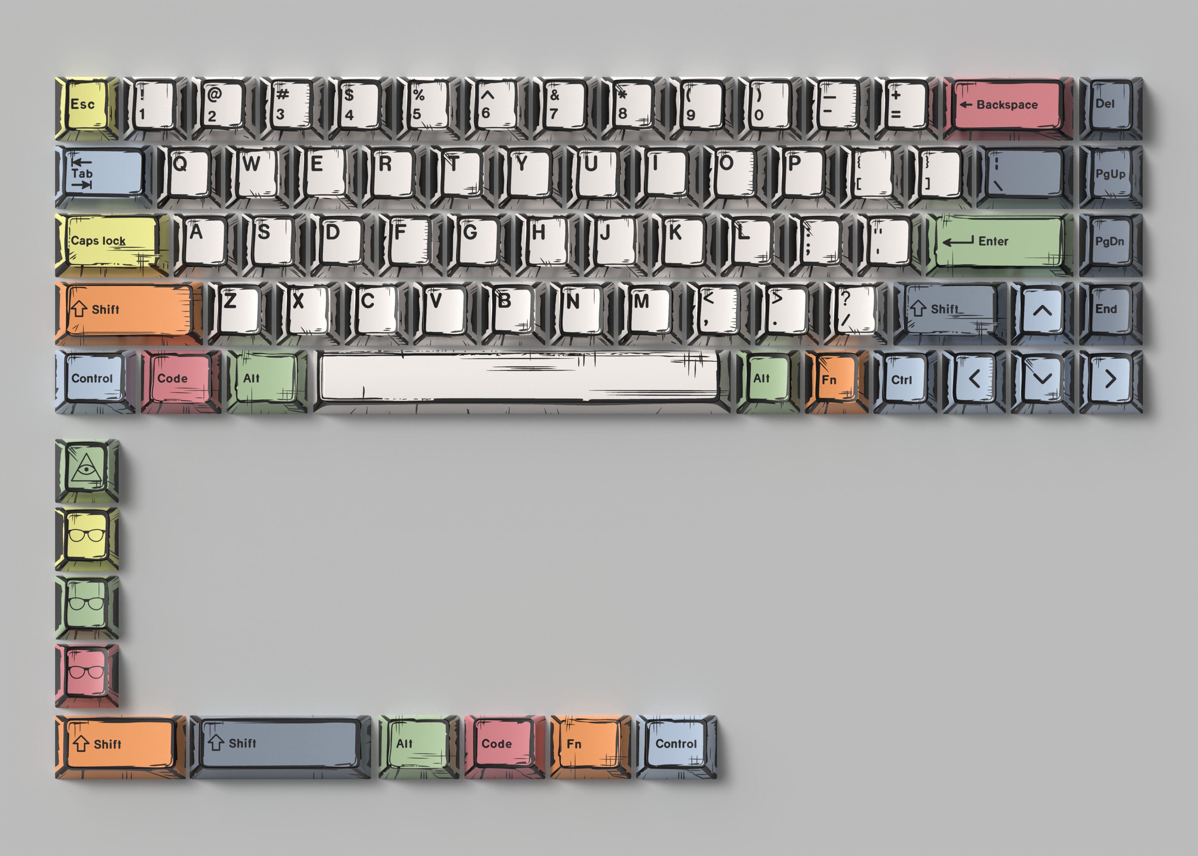 GMK EVA 01 Comic Keycaps Cherry Profile PBT Dye-Sub 78 Keys For 60/61 ...