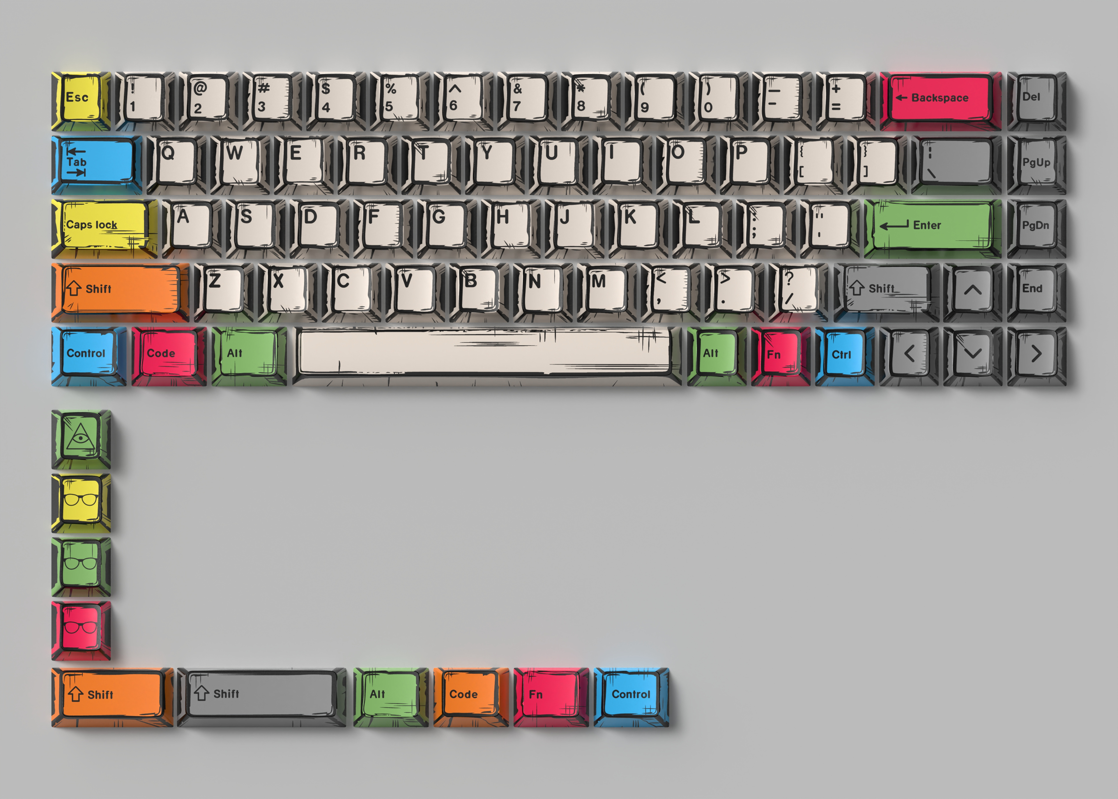 GMK EVA 01 Comic Keycaps Cherry Profile PBT Dye-Sub 78 Keys For 60/61 ...
