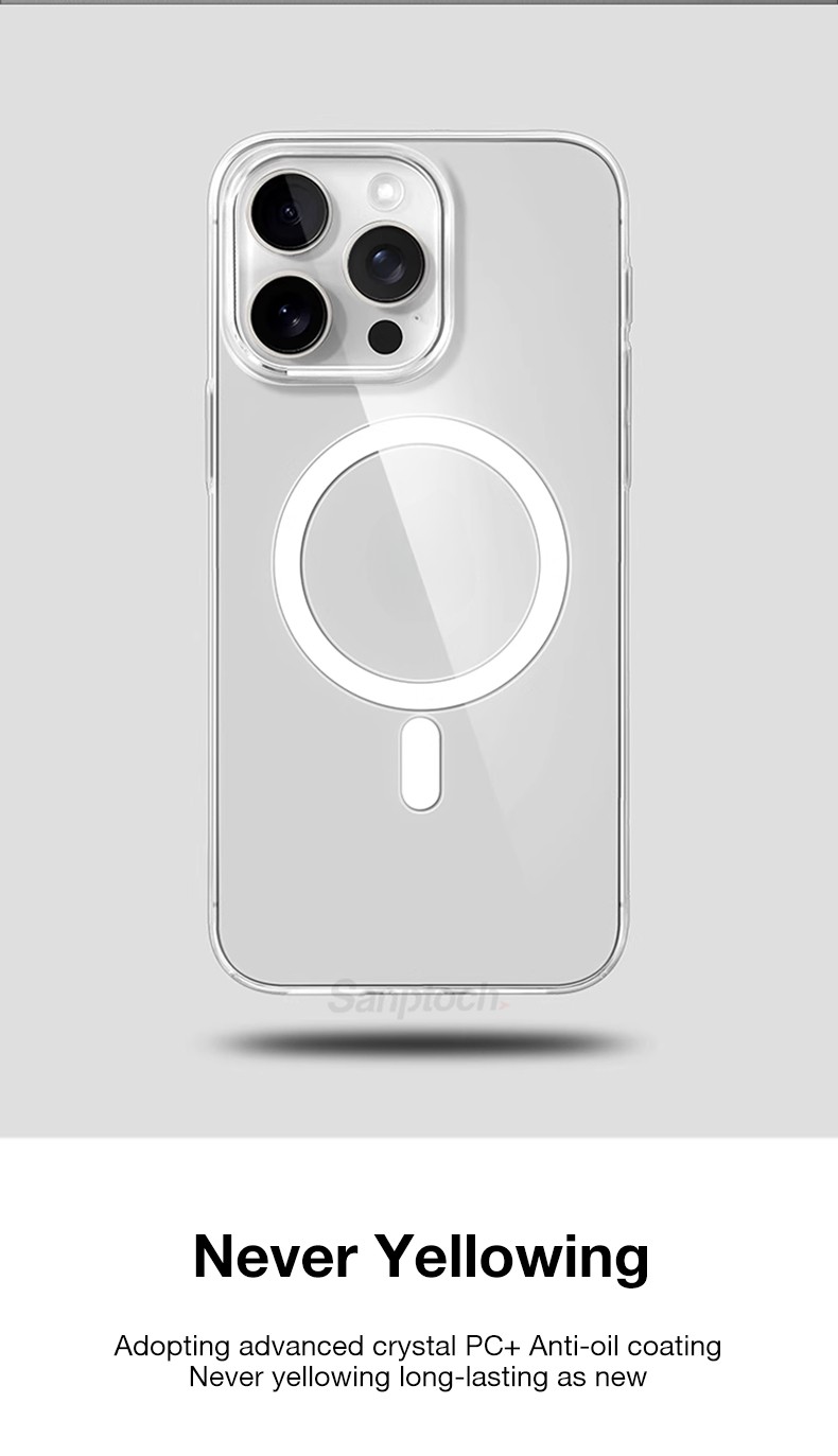 【Non-Yellowing】Sanptoch For Magnetic Crystal Clear Phone Case For ...