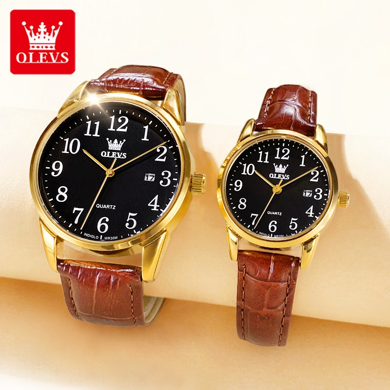 OLVES Jam Tangan Pasangan Original Couple Watch Waterproof Leather ...