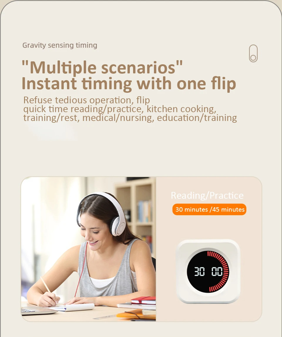 Digital Visual Timer Cube Timer Productivity Timer Custom Countdown Gravity Sensor Flipping Mini ...