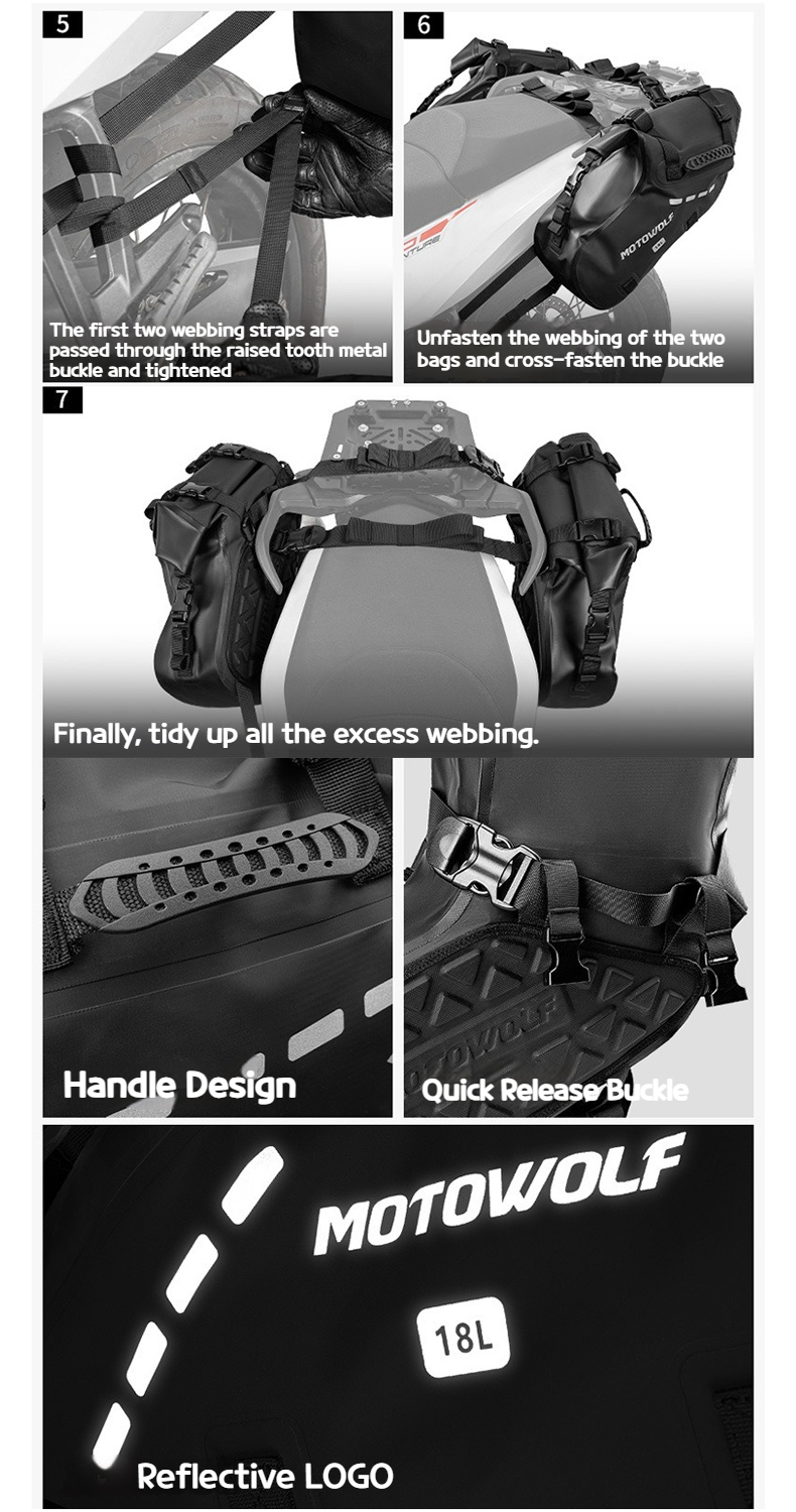 MOTOWOLF Motorcycle Saddle Side Bag Saddlebag Waterproof For most ...