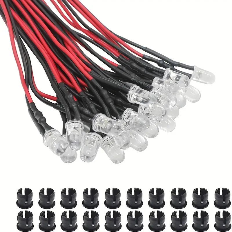 10PCS 3MM LED 12V Pre-wired With Fixed Bracket Cable Bulb LED Light ...