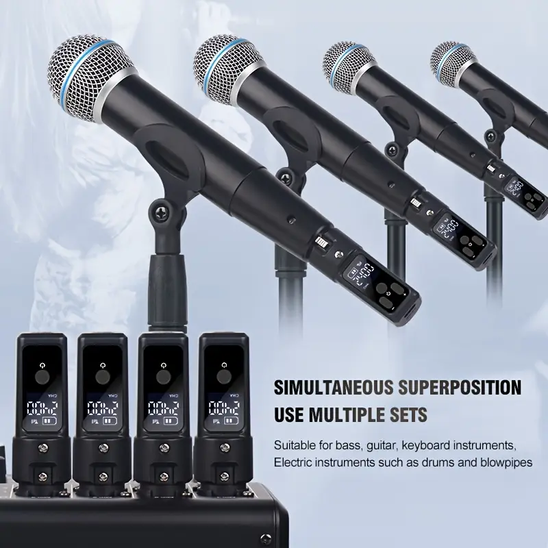 BOMGE Wireless Microphone Transmitter Receiver 2.4Ghz,MicWireless ...