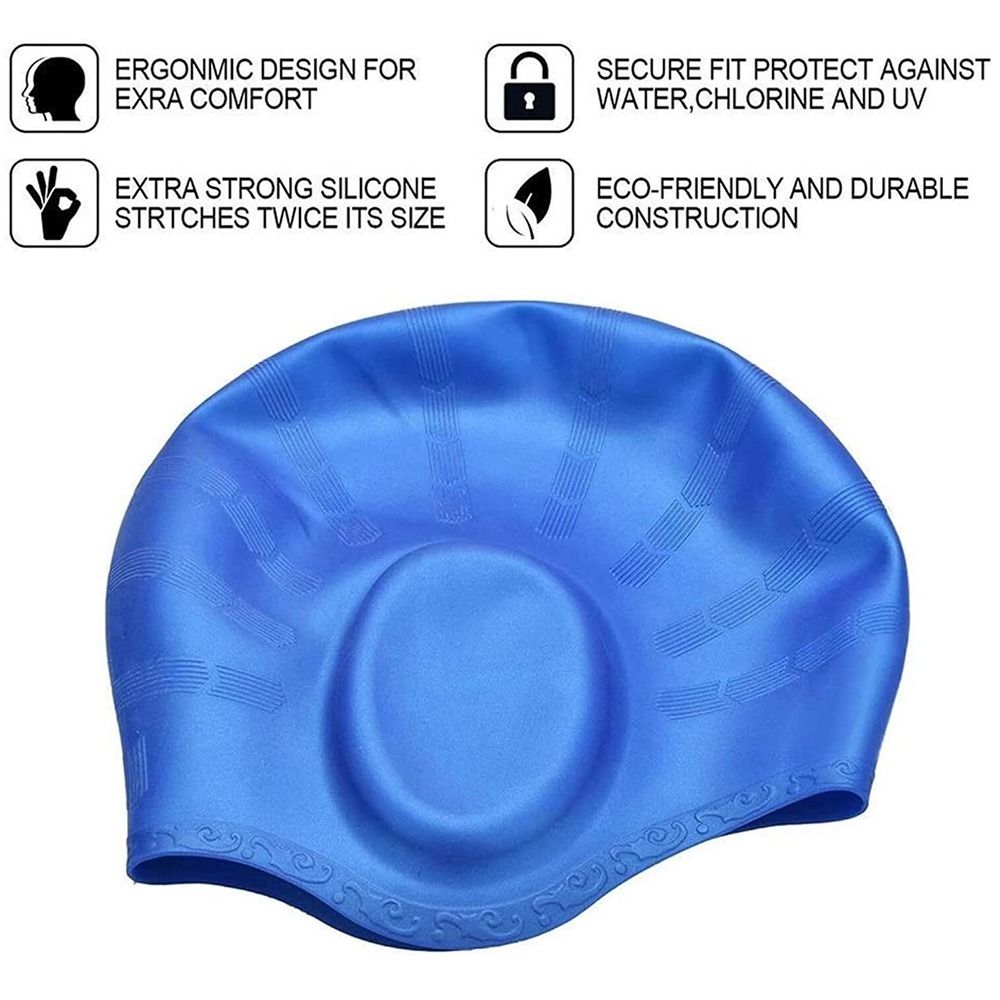 ORORFILL 1Pcs Diving Bathing Hats, With Ear Protect Waterproof Silicone ...