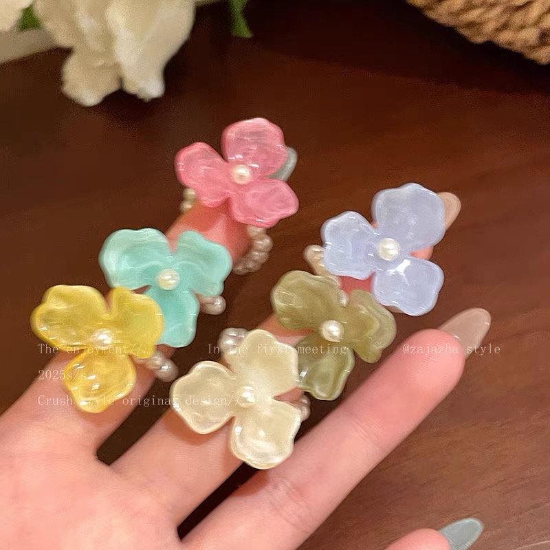 Dopamine Colorful Flower Ring Summer Sweet Resort Wind Flower Finger ...
