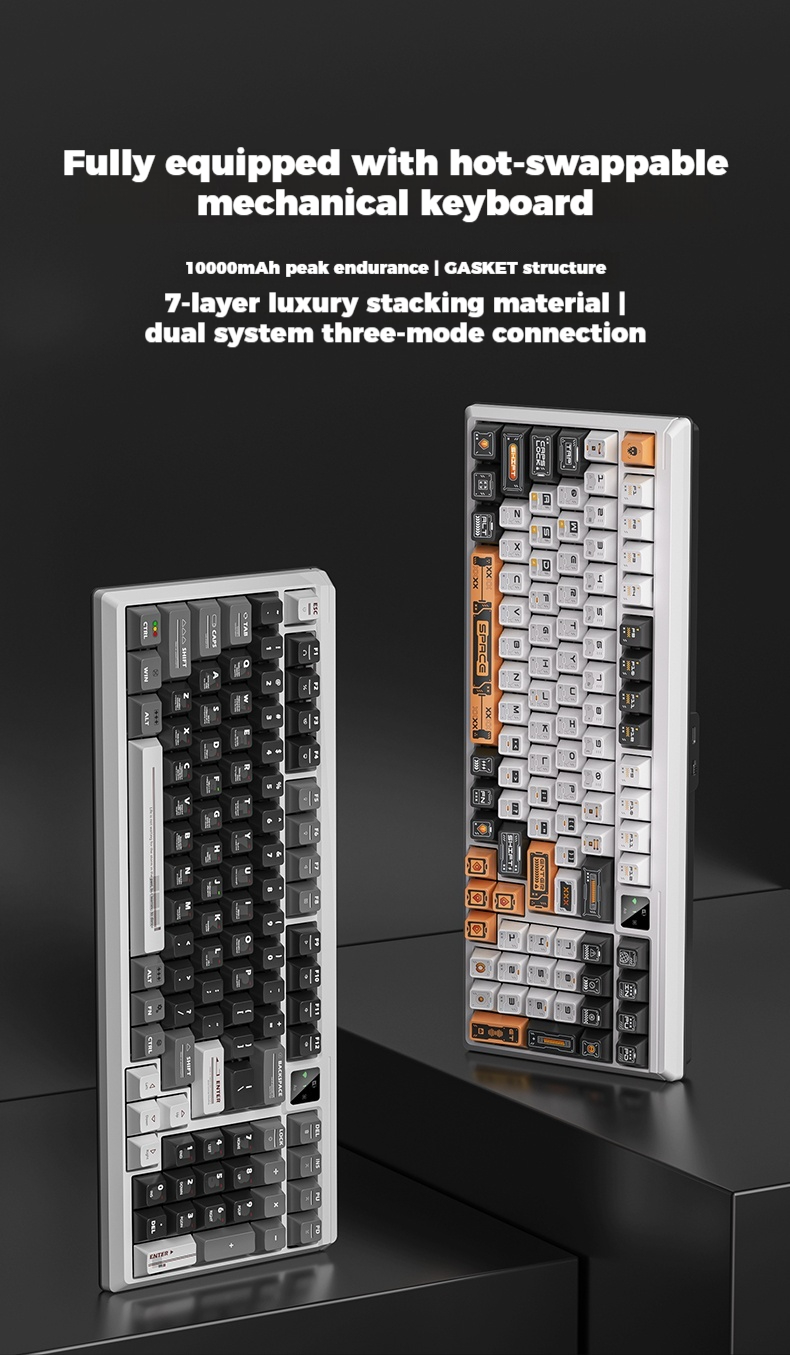 Langtu T98 Wireless Mechanical Keyboard 95% Hot swappable RGB GASKET Custom Gaming Keyboard with ...