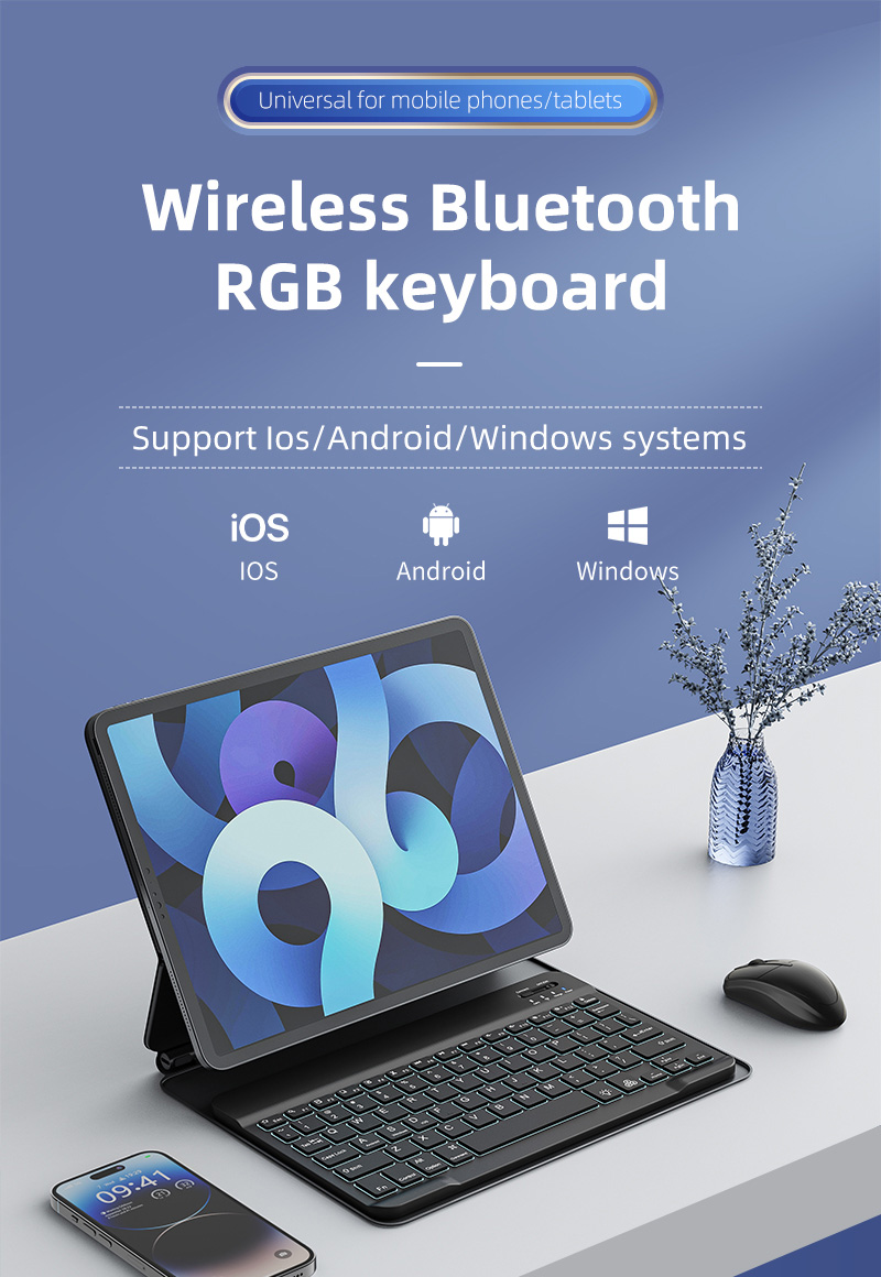 KIVEE Wireless Bluetooth Keyboard Rechargeable Slim Universal Portable ...