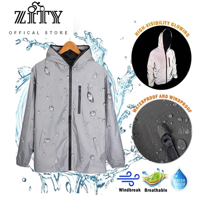 ZITY Reflective Jacket Plain Design Waterproof Windbreaker Motor ...
