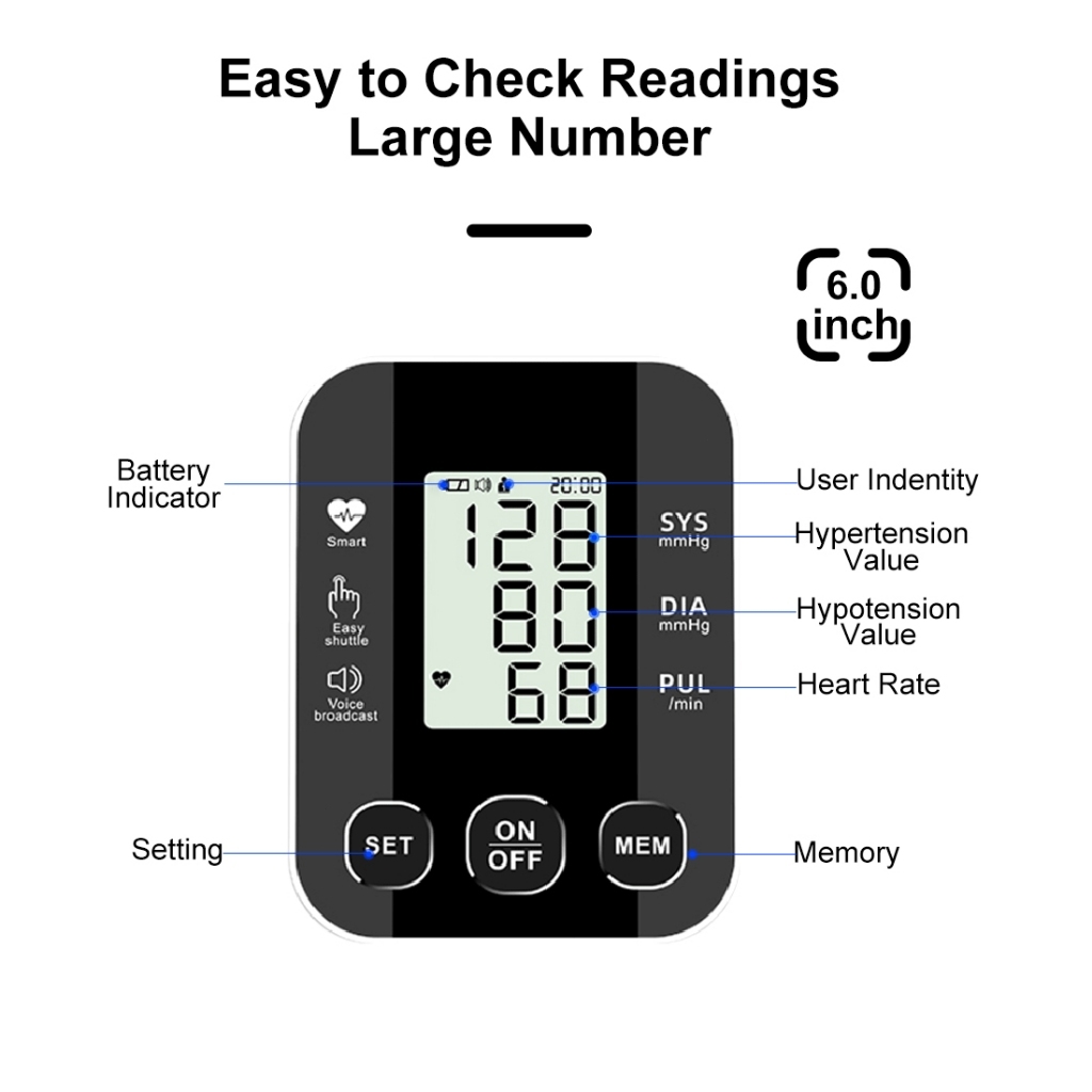 【MY Stock 】Arm Type Blood Pressure Monitor LED Display Screen Digital ...