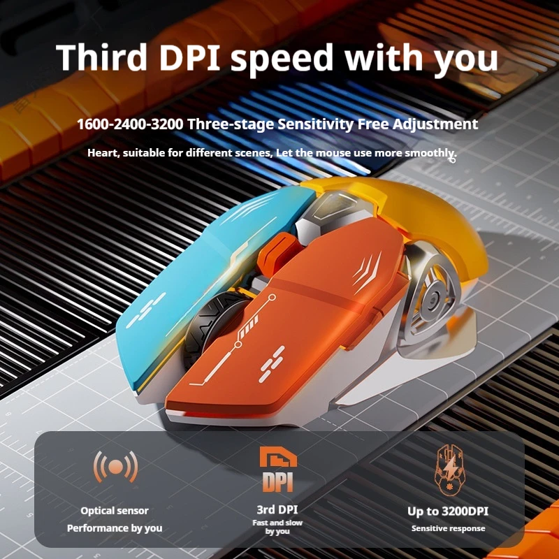 Wireless Mechanical Mouse Silent Rechargeable Gaming Mause Laptop ...