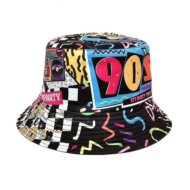 Retro 80s-90s Cotton Bucket Hat – Vintage Print Unisex Sun Hat for ...
