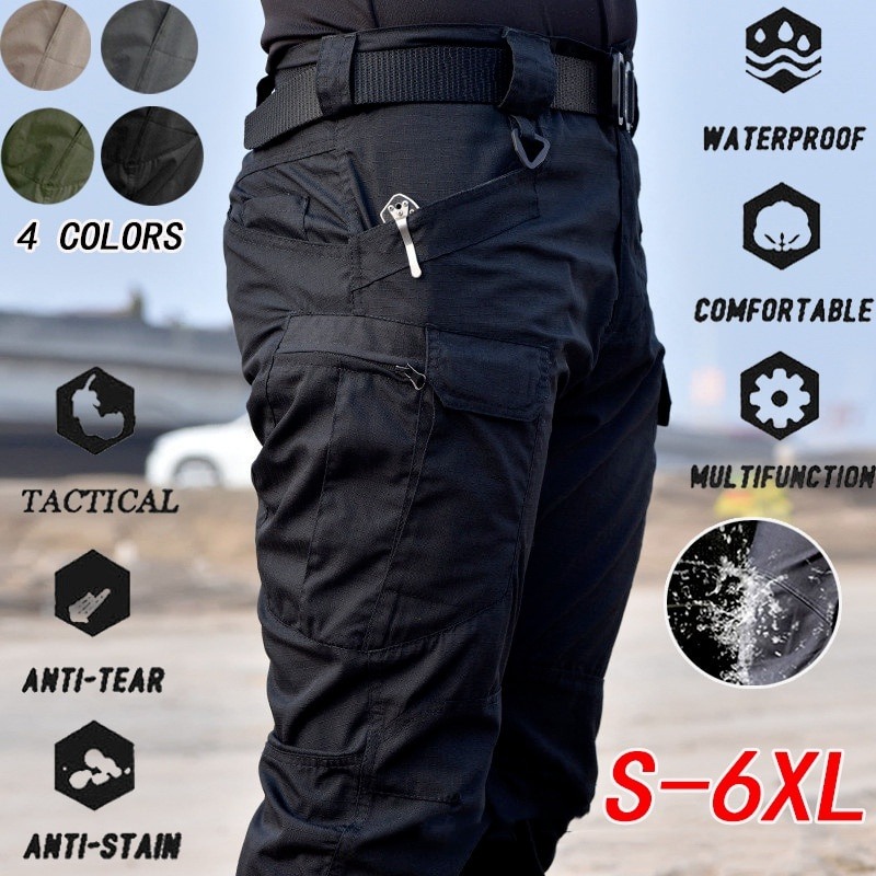 IX7/IX9 Men's Tactical Pants Waterproof Ripstop Fabric Multi Pocket Pants Outdoor Leisure Cargo ...