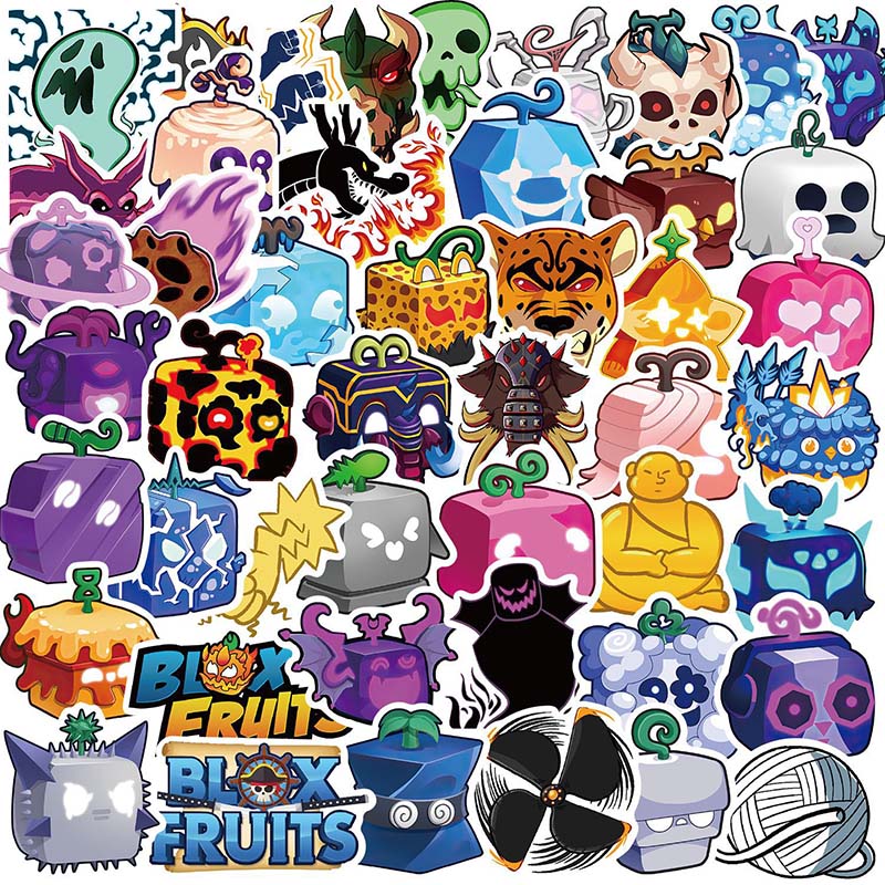 50PCS Cartoon Blox Fruits Stickers Roblox Game Decals Luggage ...