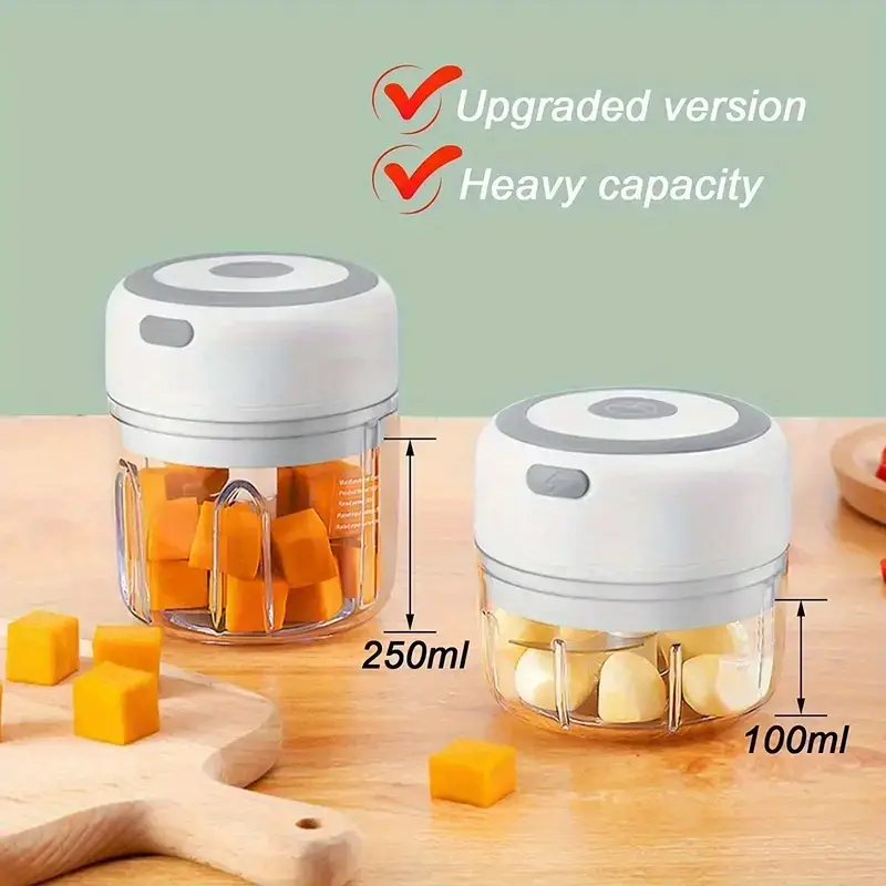 Portable Small Food Processor Electric Garlic 250ML USB Mini Chopper ...