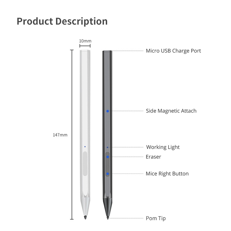 Stylus Pen for Microsoft Surface Pro 11/10/9/X/8/7/6/5/4/3,Surface Go ...