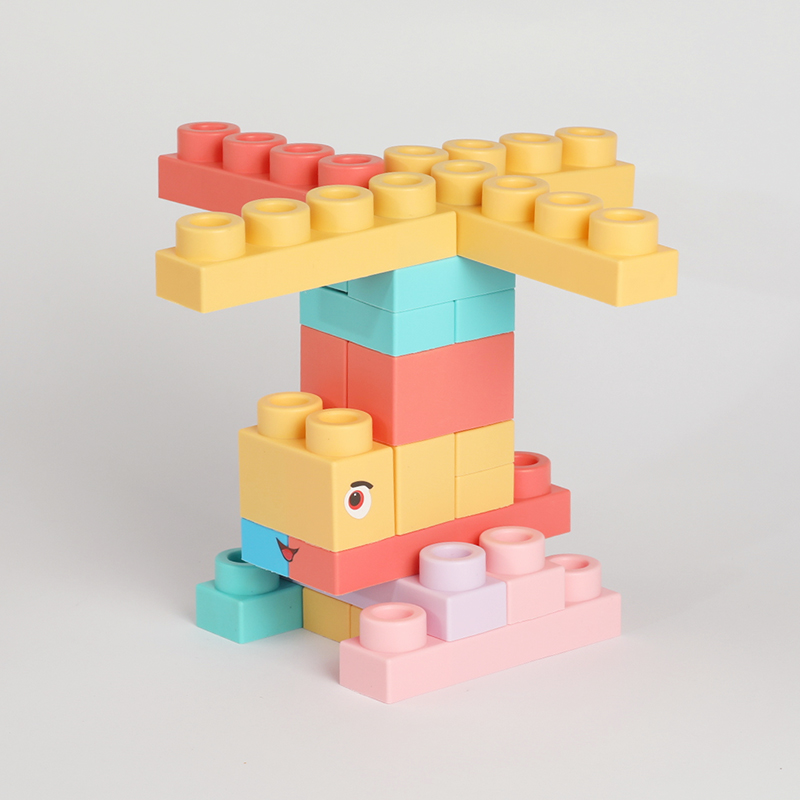 88PCS Huge Soft Rubber Building Blocks for Baby Chewable Silicone Soft ...