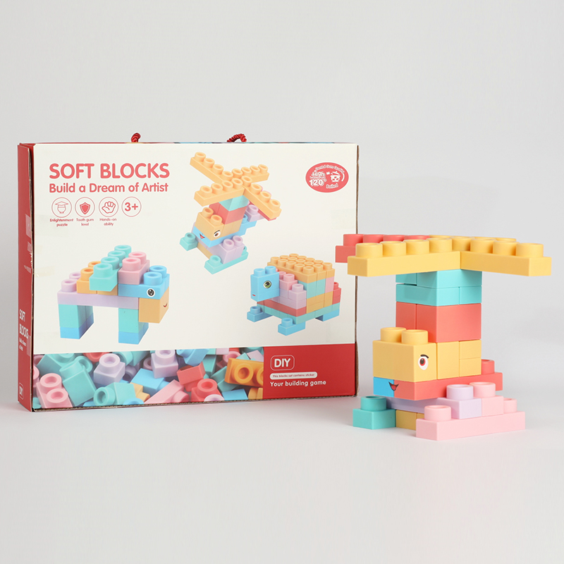 88PCS Huge Soft Rubber Building Blocks for Baby Chewable Silicone Soft ...