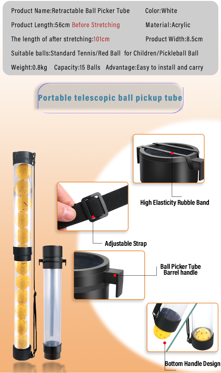 X-ace Pickleball Ball Retriever Picker Upper] Detachable Tube, Hold 14 ...