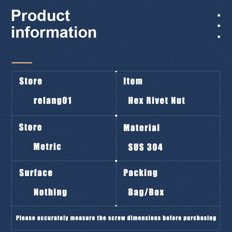 [RL] Hex Clamp Rivet Nut Flat Head M3 M4 M5 M6 M8 M10 M12 Barrel 304 ...