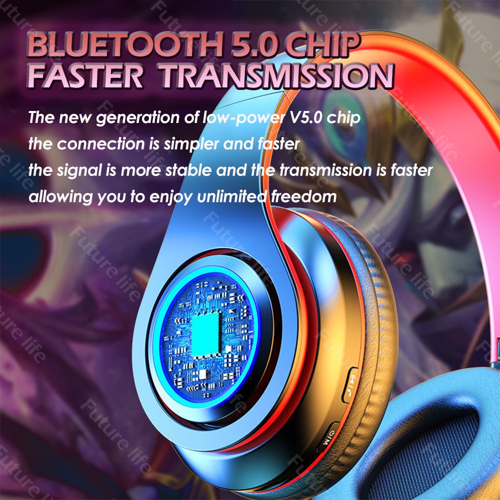B39 Headphone Colorful Flash Light Wireless Bluetooth 5.0 Over Ear ...